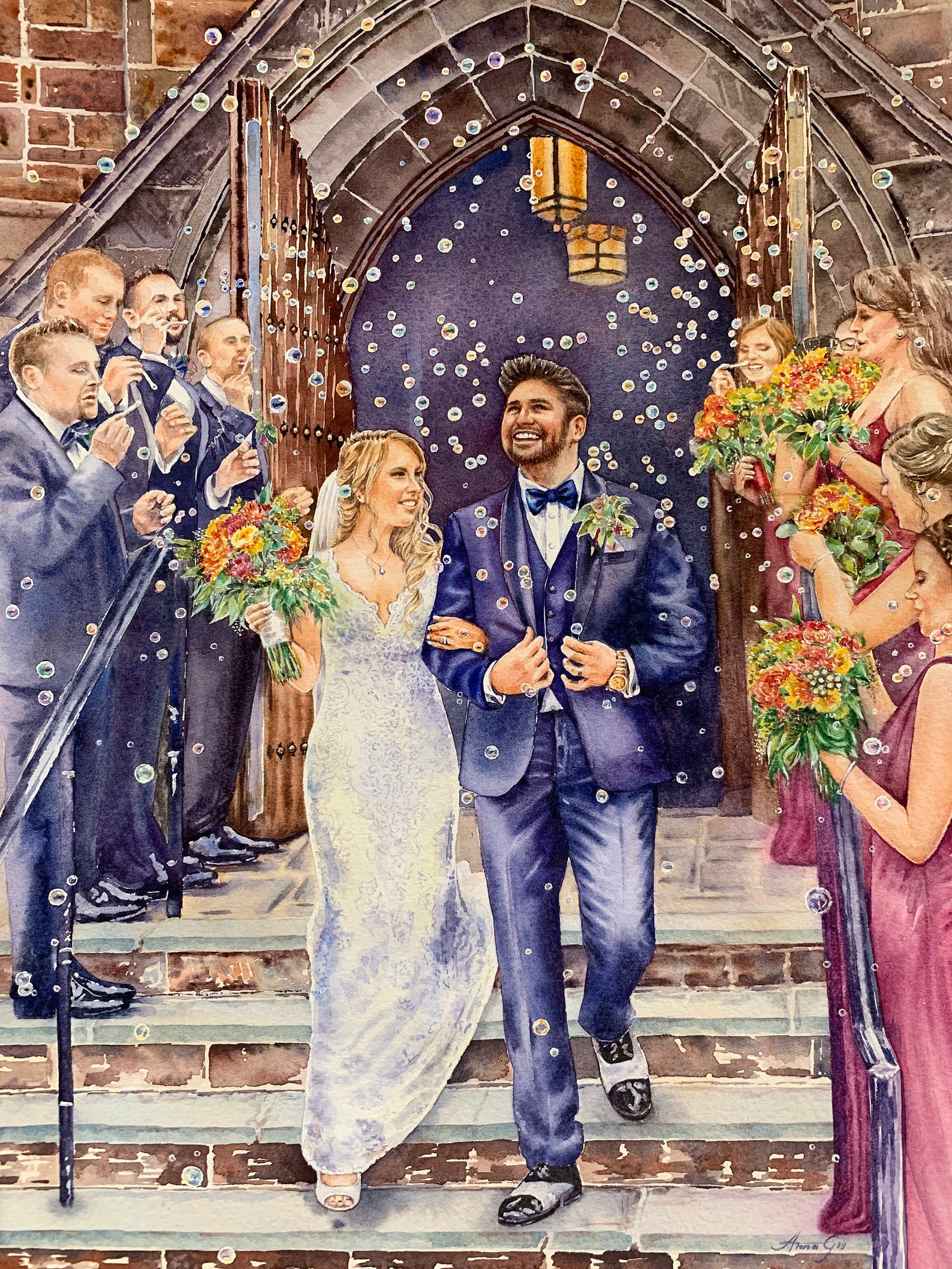 Custom wedding painting/watercolor painting from photo/spouses - Etsy ...