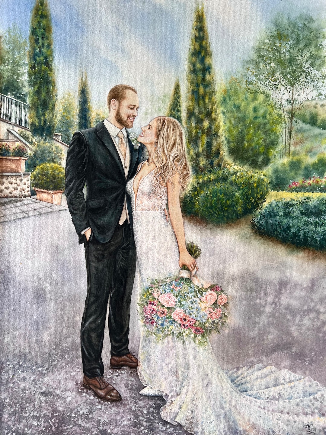 Custom Wedding Painting in Watercolor - Etsy