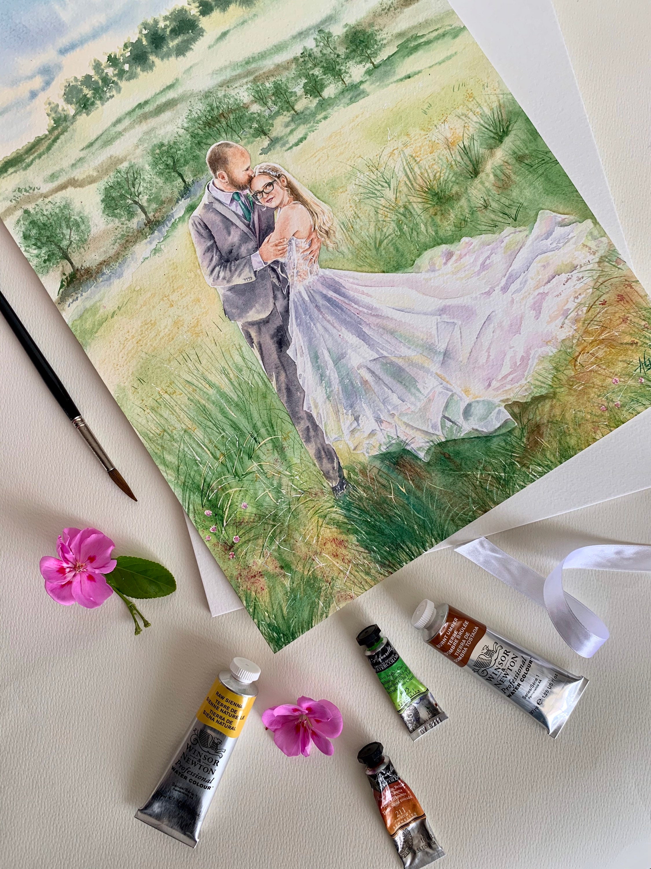 Custom Wedding Painting/commission Wedding Painting/watercolor - Etsy UK