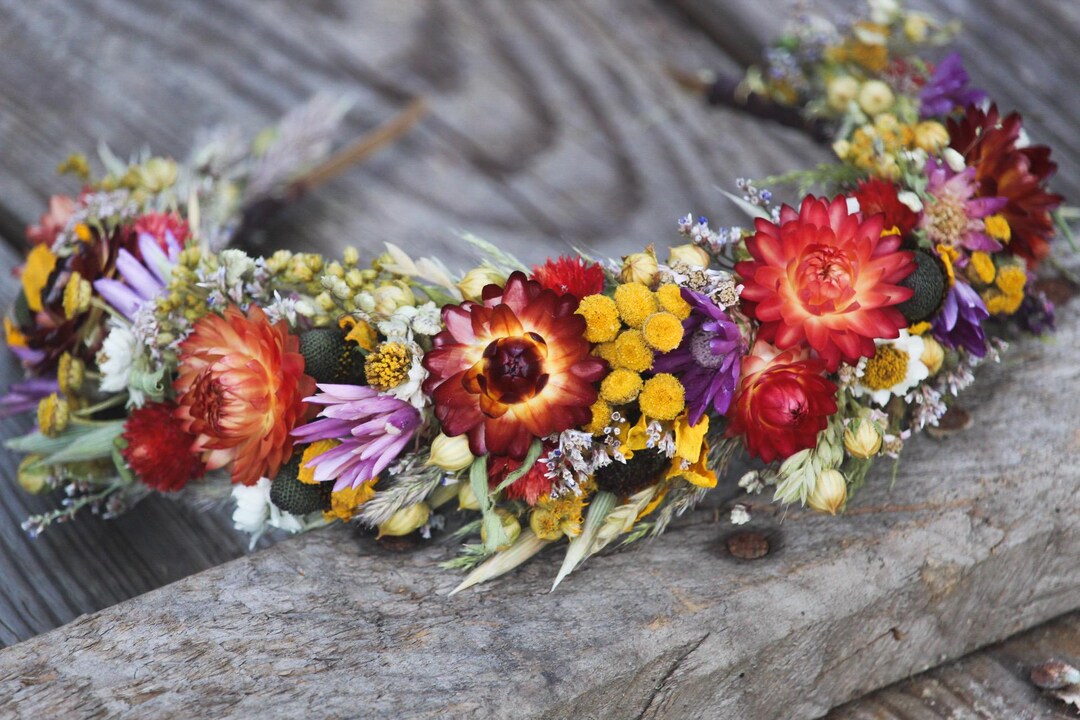 Natural Dried Flower Crown, Flower Headband, Bohemian Dried Flower ...