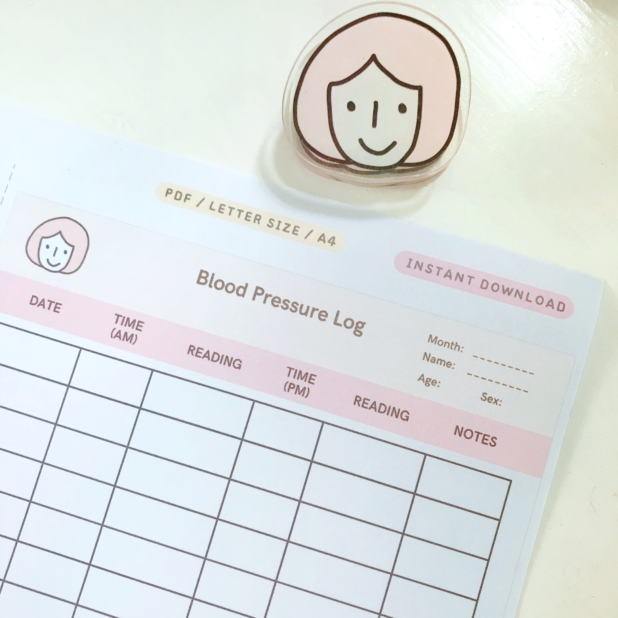 Printable Blood Pressure Template, Medical Log Sheet, Downloadable ...