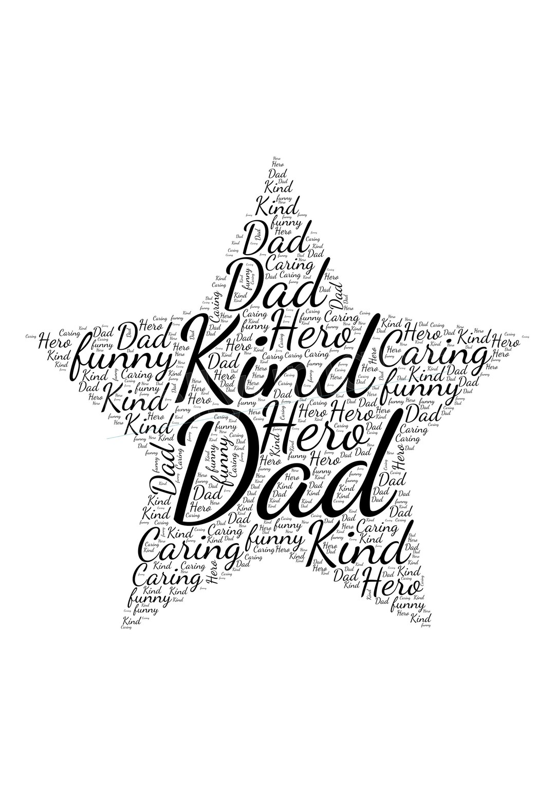 Digital STAR Word Cloud Art Wordle - Father's Day Gift - DAD Birthday ...