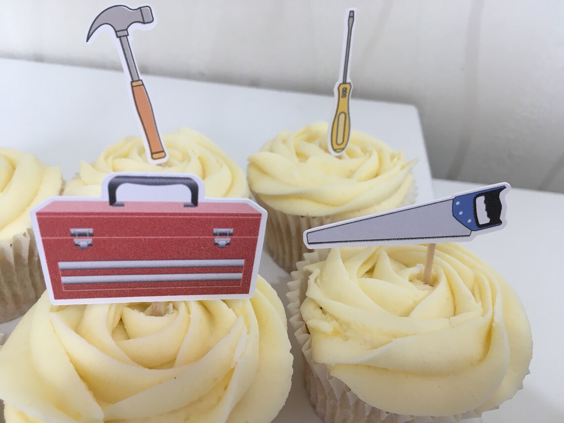 12 Diy Tool Cupcake Toppers. Spanner Toolbox Saw Drill Cake - Etsy UK