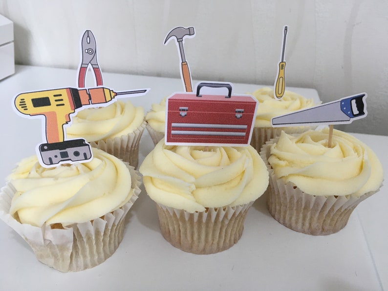 12 Diy Tool Cupcake Toppers. Spanner Toolbox Saw Drill Cake | Etsy