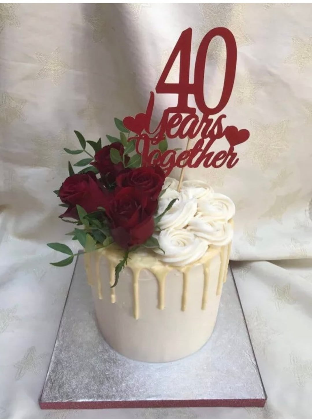 Ruby Anniversary Cake Topper 40 Years Together Cake Topper Decoration ...
