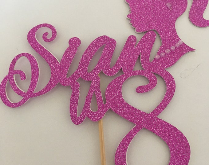 Pink Barbie Head Personalised Cake Topper Cake Decoration Party Cake ...