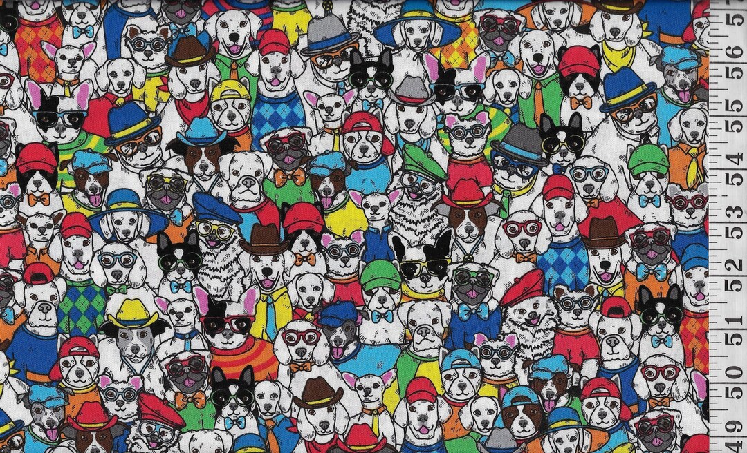 Dapper Dogs by Timeless Treasures Fabric / BTHY / OOP Cotton / Cartoon ...