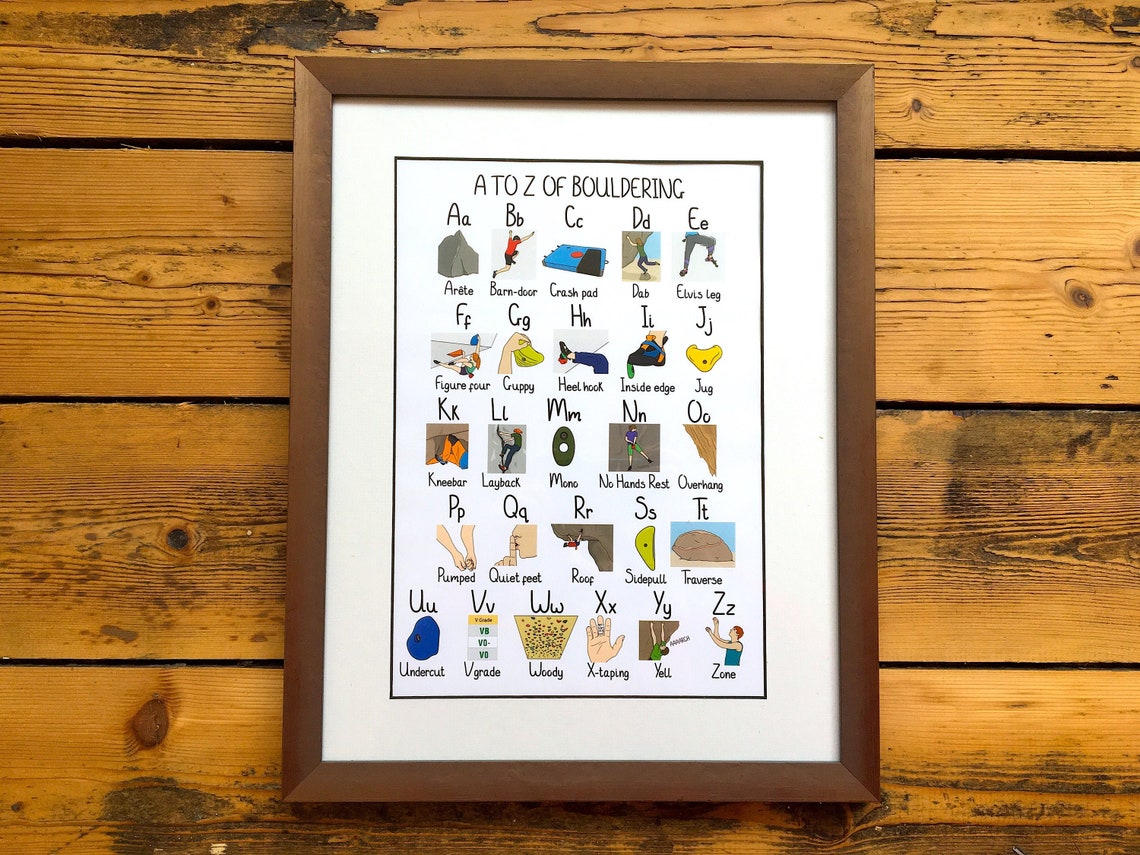 A to Z of Bouldering Poster Art Print A4: Alphabet Climbing | Etsy
