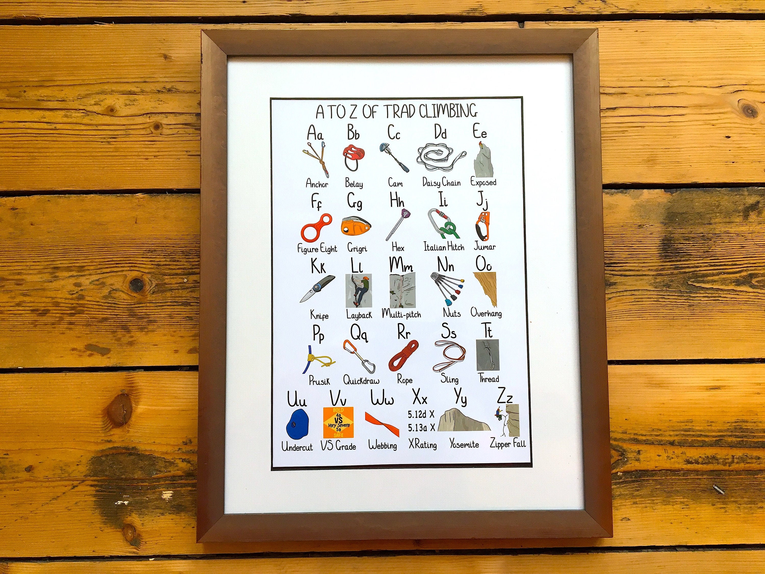A to Z of Trad Climbing Poster Art Print A4: Alphabet | Etsy