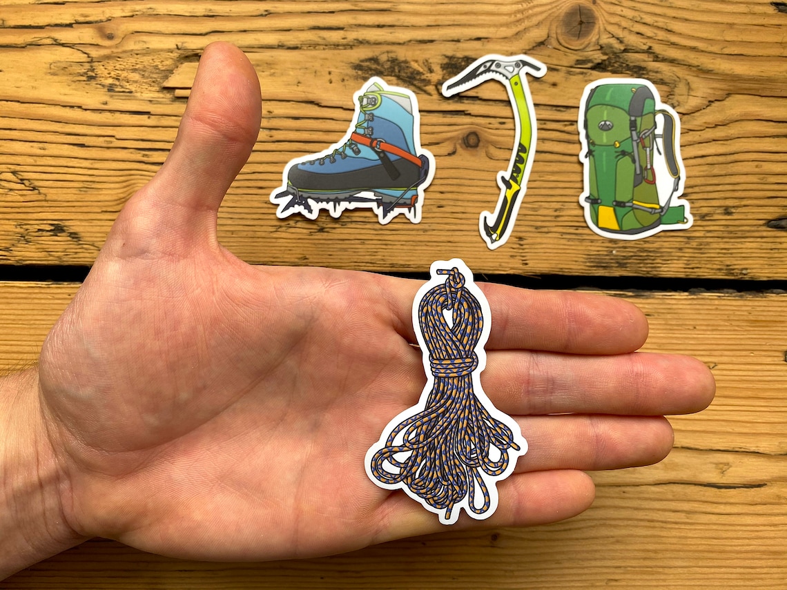 Rock Climbing Vinyl Sticker Set: Mountaineering Rope Ice | Etsy