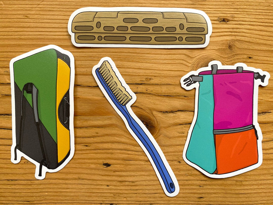 Rock Climbing Vinyl Sticker Set: Bouldering Brush Mat Chalk - Etsy