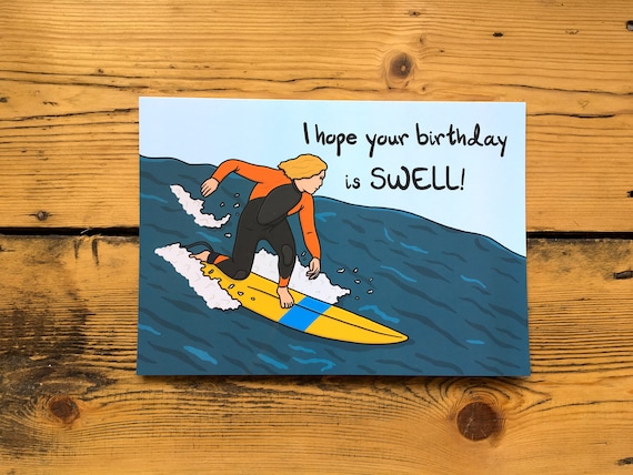 Greeting Cards Paper & Party Supplies Personalised Surfer Birthday Card ...