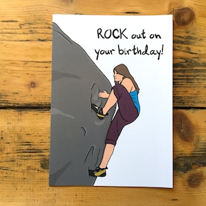 Rock Climbing Greeting Card: ROCK Out on Your Birthday! - Climbing Gift ...