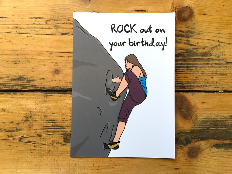 Rock Climbing Greeting Card: ROCK Out on Your Birthday! - Climbing Gift ...