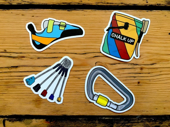 Rock Climbing Vinyl Sticker Set: Climbing Shoe Chalk Bag - Etsy UK