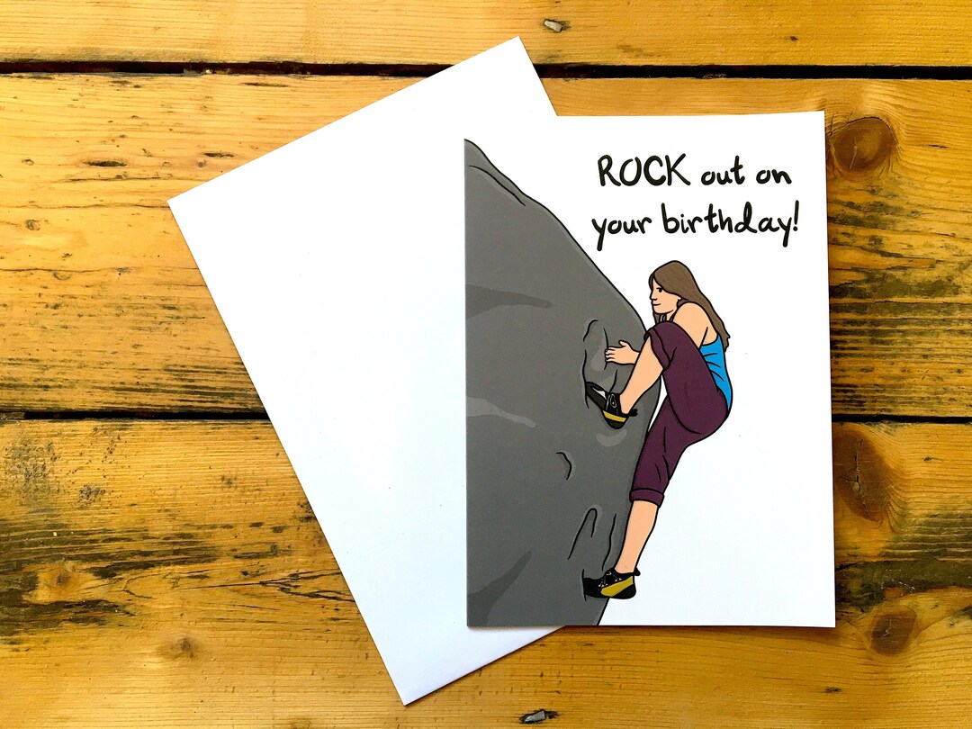 Rock Climbing Greeting Card: ROCK Out on Your Birthday! - Climbing Gift ...