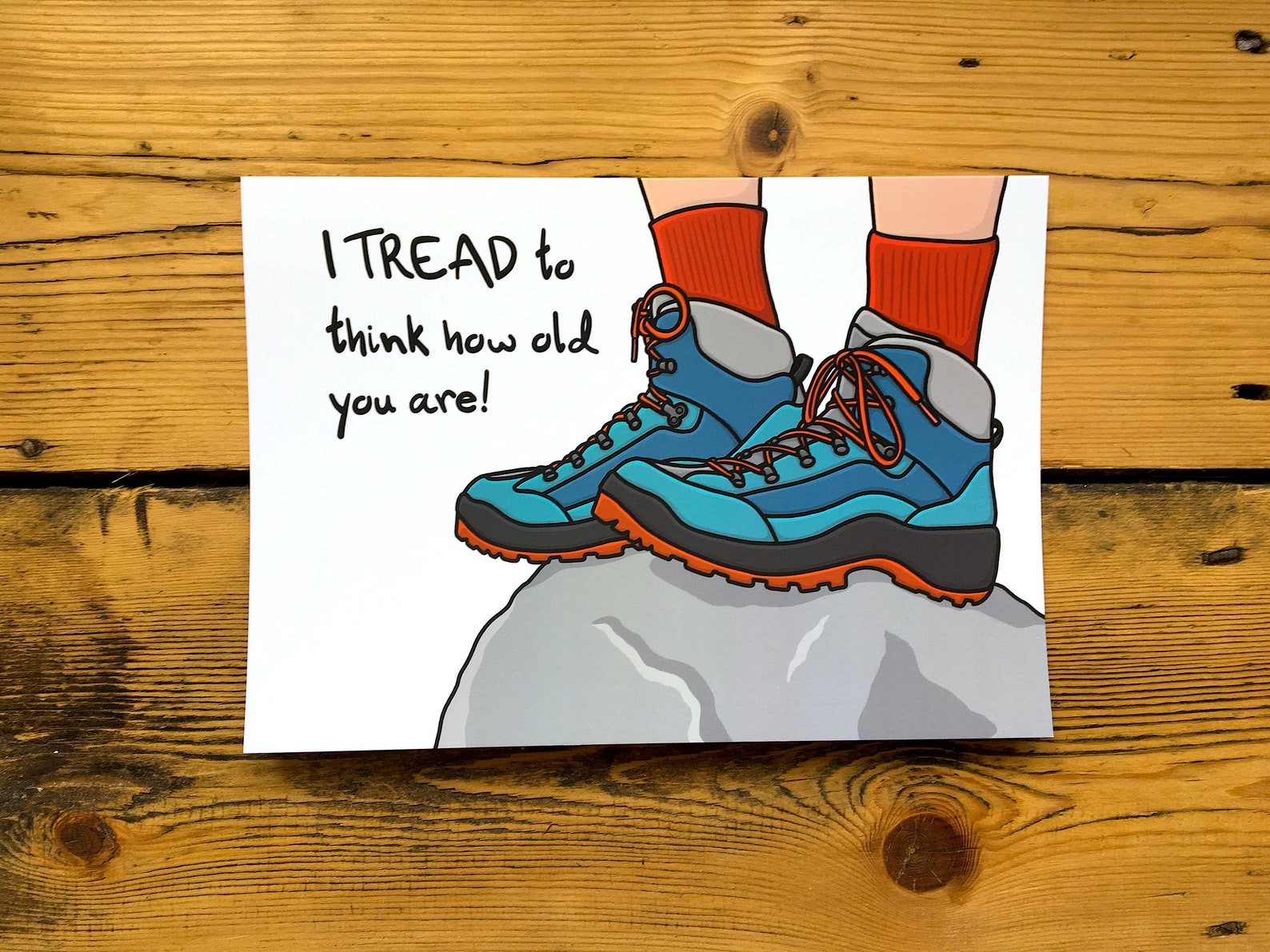 Climbing/mountaineering/hiking Greeting Card: I TREAD to Think - Etsy