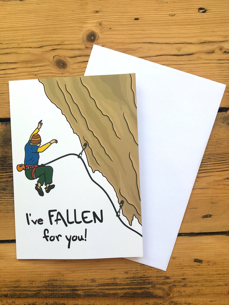Rock Climbing Greeting Card: I've FALLEN for You - Etsy