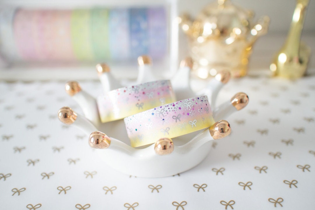 Sweetie Bling Bling Bow Washi With Holo Silver Foil & Rainbow Foiling ...