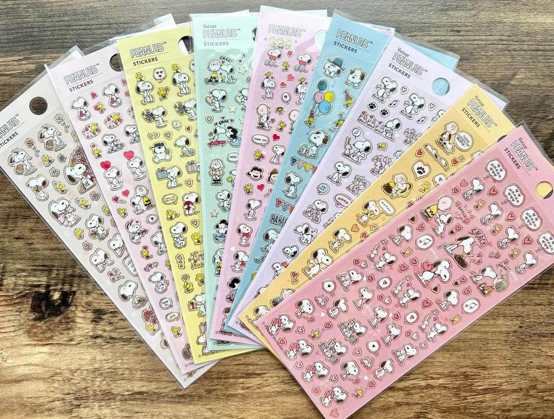Japan Hallmark Peanuts Snoopy Foil Seal Stickers, Craft Supply, Planner ...