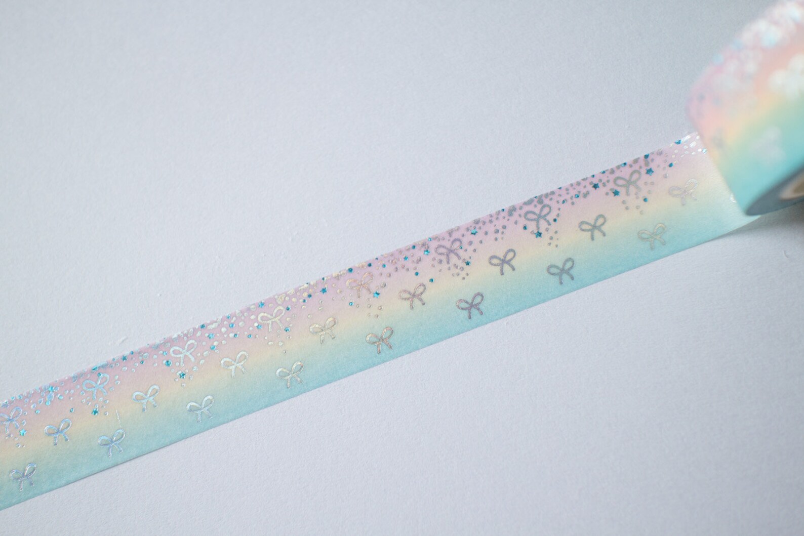 Sherbet Ice Bling Bling Bow Washi With Holo Silver + Glitter Blue Foil ...