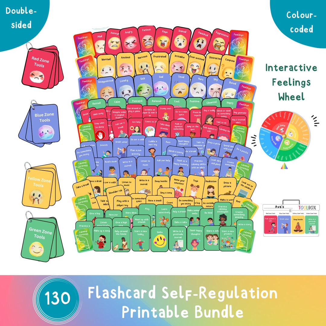 Self-regulation Bundle: 130 Emotions & Calming Strategy Flashcards ...
