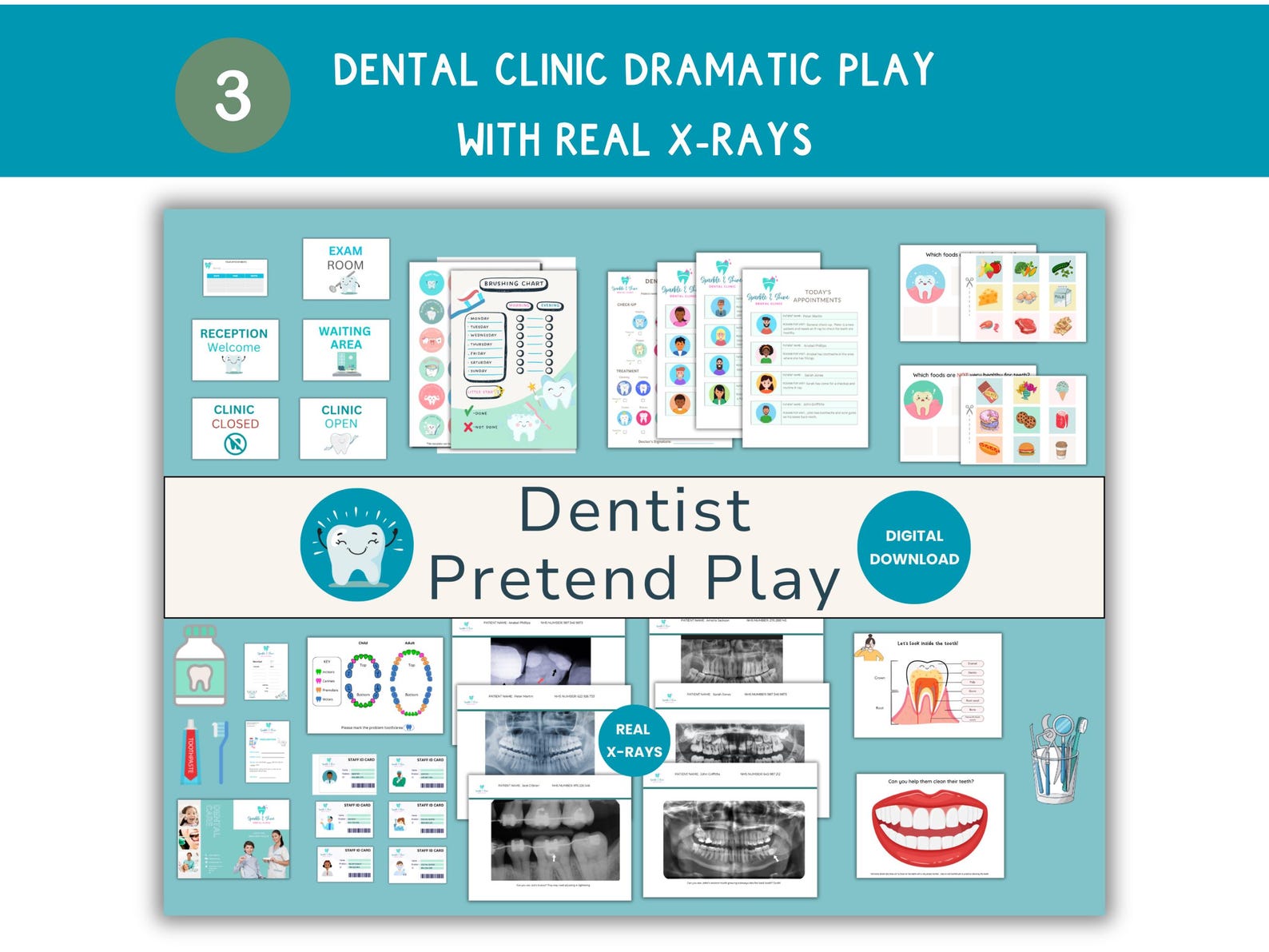 Dramatic Play Printable Bundle: Doctor, Vet, Dentist, Teacher (INSTANT ...