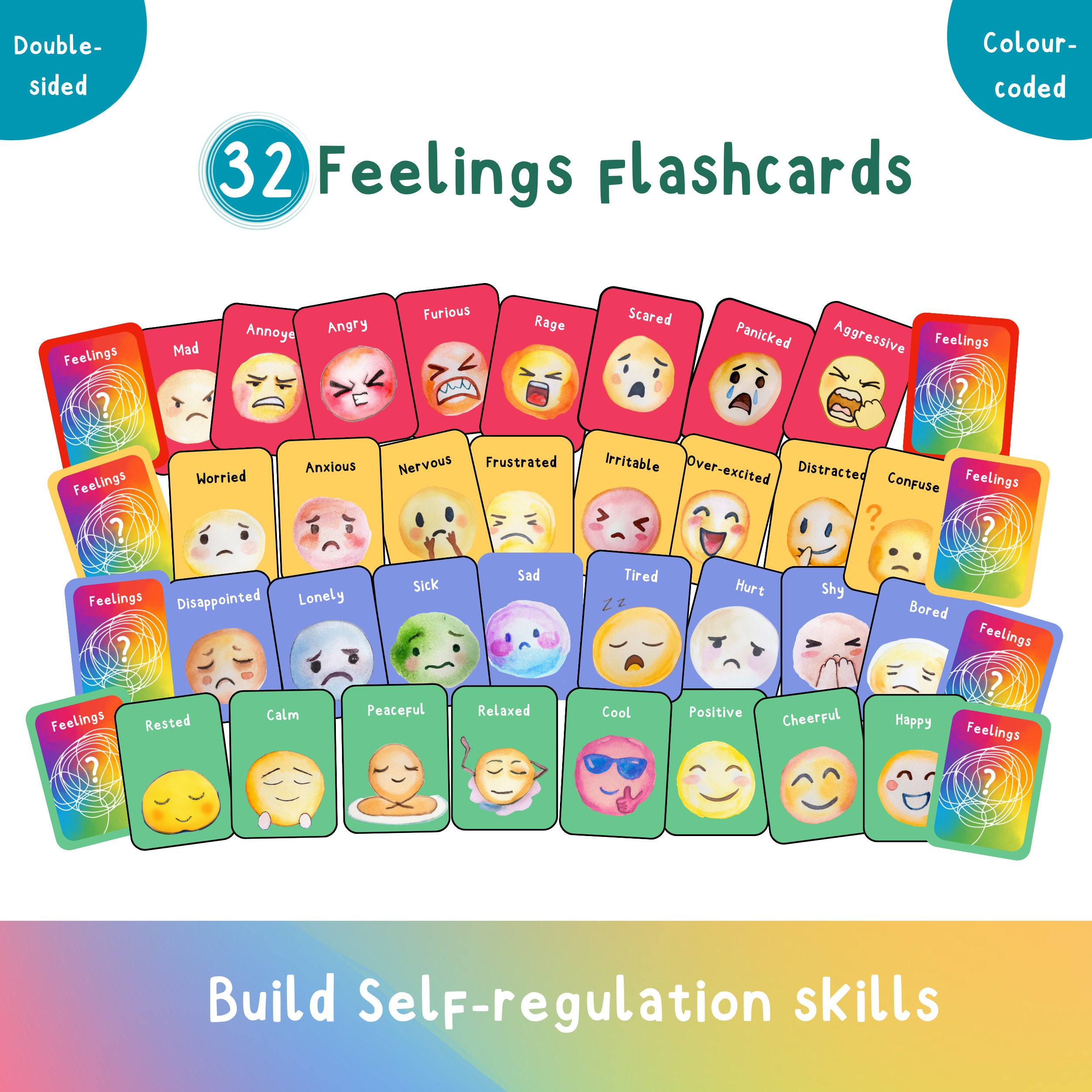 Self-regulation Bundle: 130 Emotions & Calming Strategy Flashcards ...