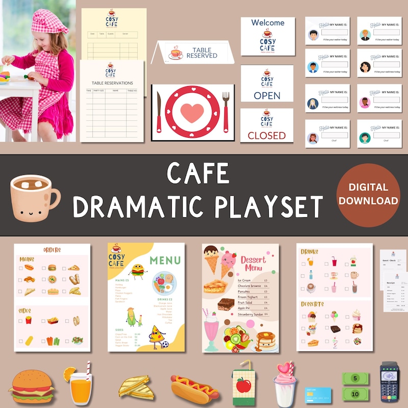 Restaurant Play Pretend - Etsy UK