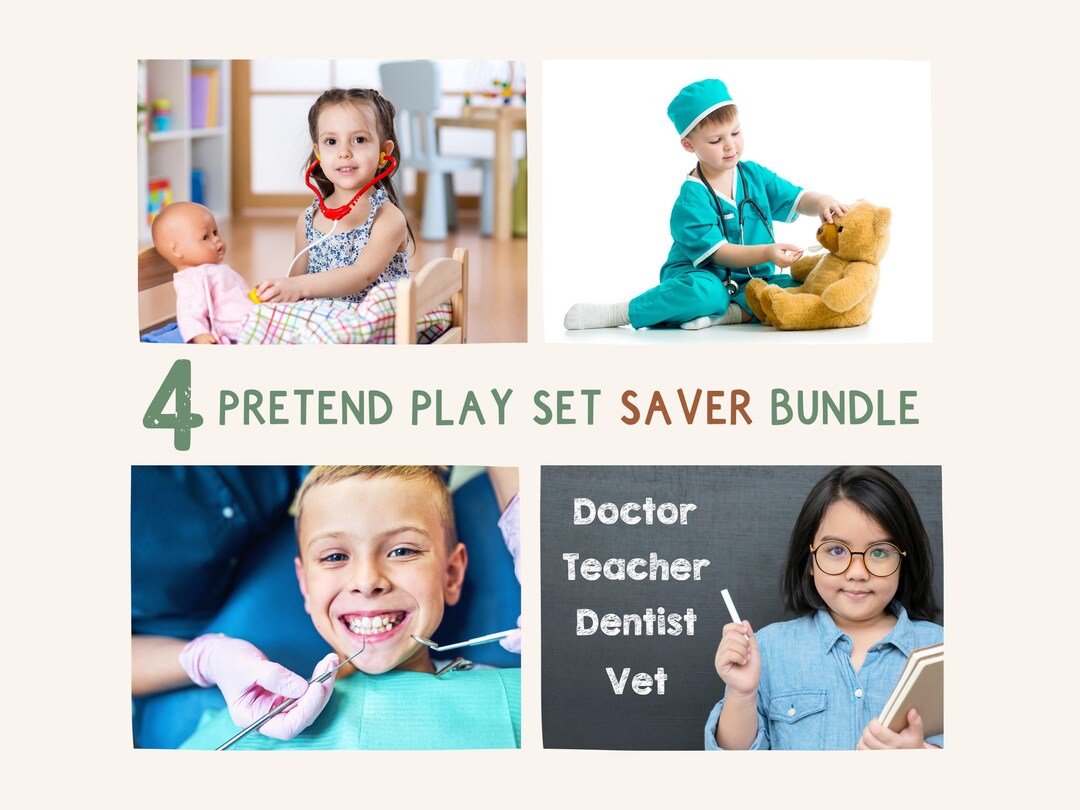 Dramatic Play Printable Bundle: Doctor, Vet, Dentist, Teacher (INSTANT ...