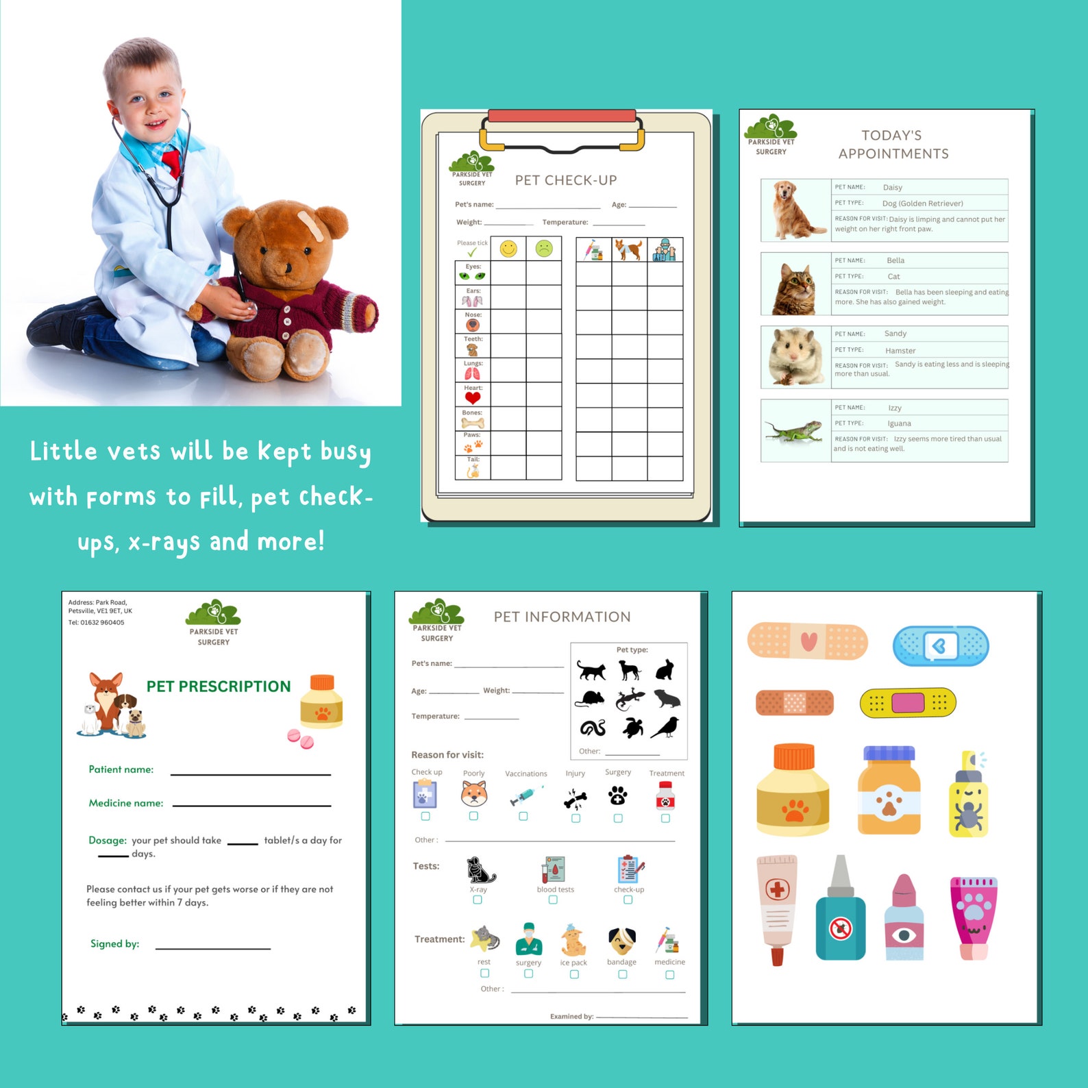 Veterinarian Dramatic Play Printable, Pretend Vet Clinic, Animal ...