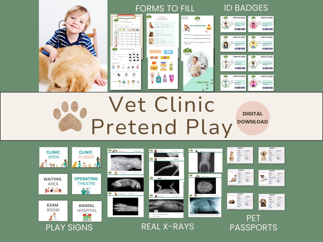Veterinarian Pretend Play Printable: Vet Clinic Role Play (digital ...