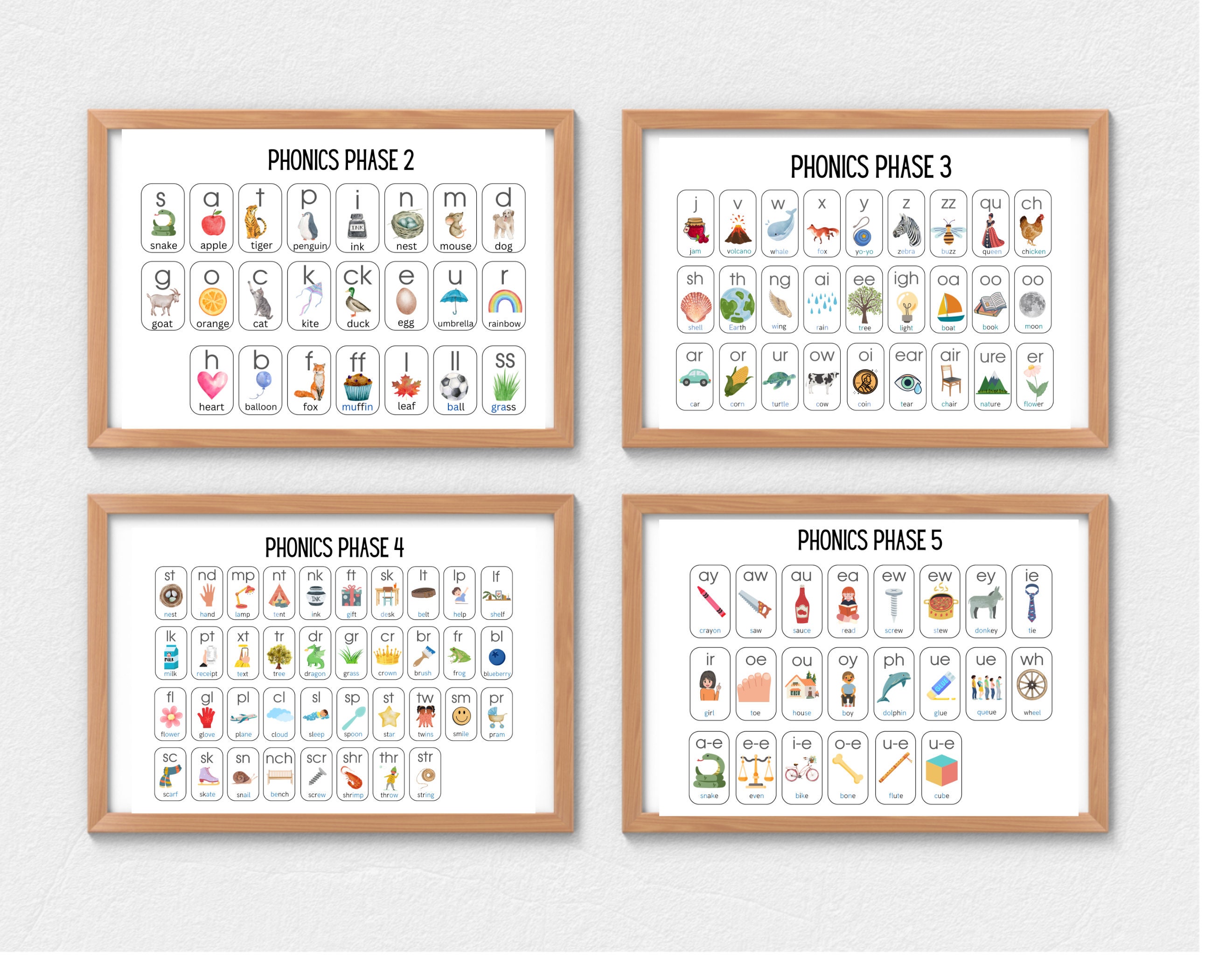 Phonics Bundle: Phase 2, 3, 4, & 5 Sound Mats, Educational, Digital ...