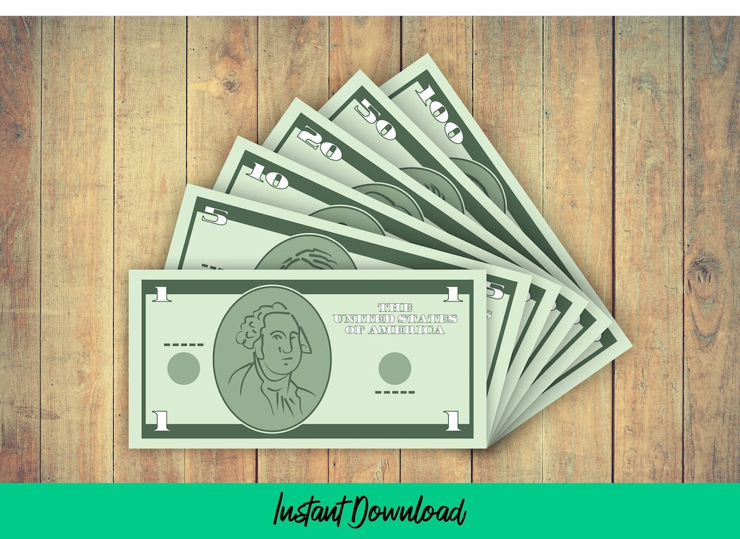 Printable Dollar Play Money dollar Bills, Children, Digital Instant ...