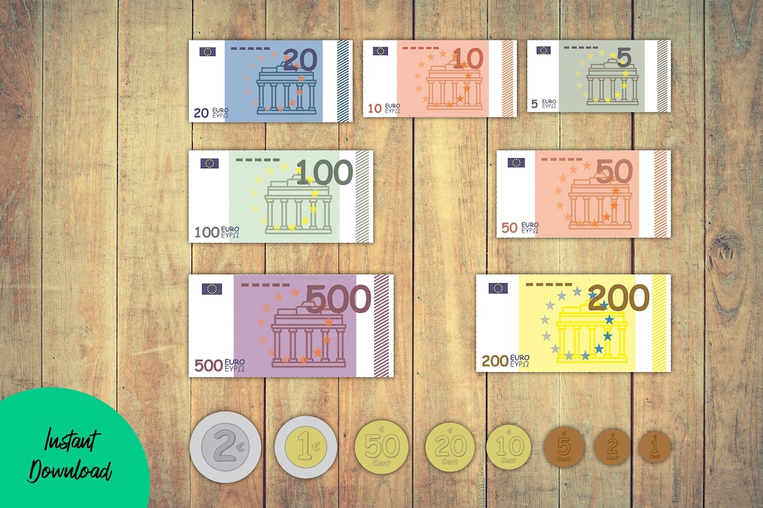Printable Play Money euro Bills and Coins - Etsy