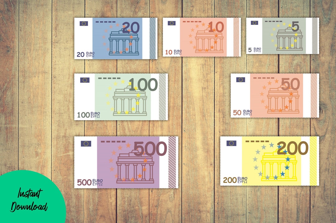 Printable Play Money euro Bills Children Digital - Etsy