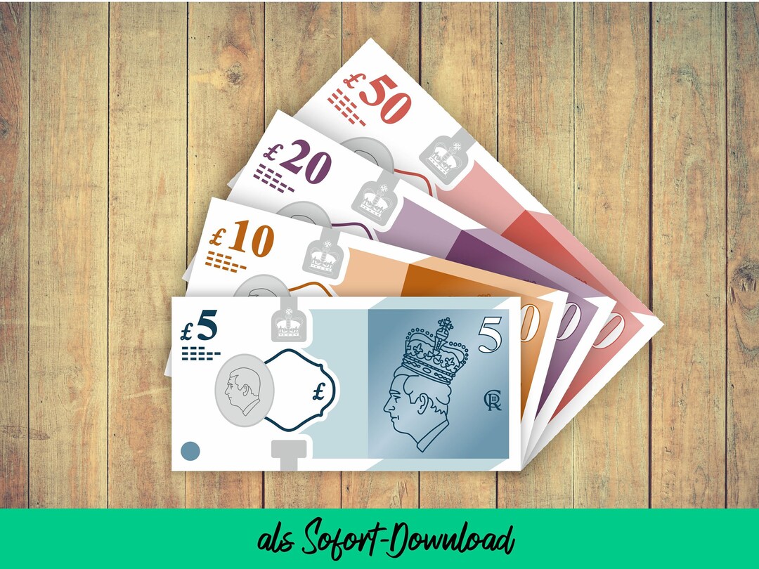 Play Money "british Pound" Banknotes to Print Yourself for Children's ...