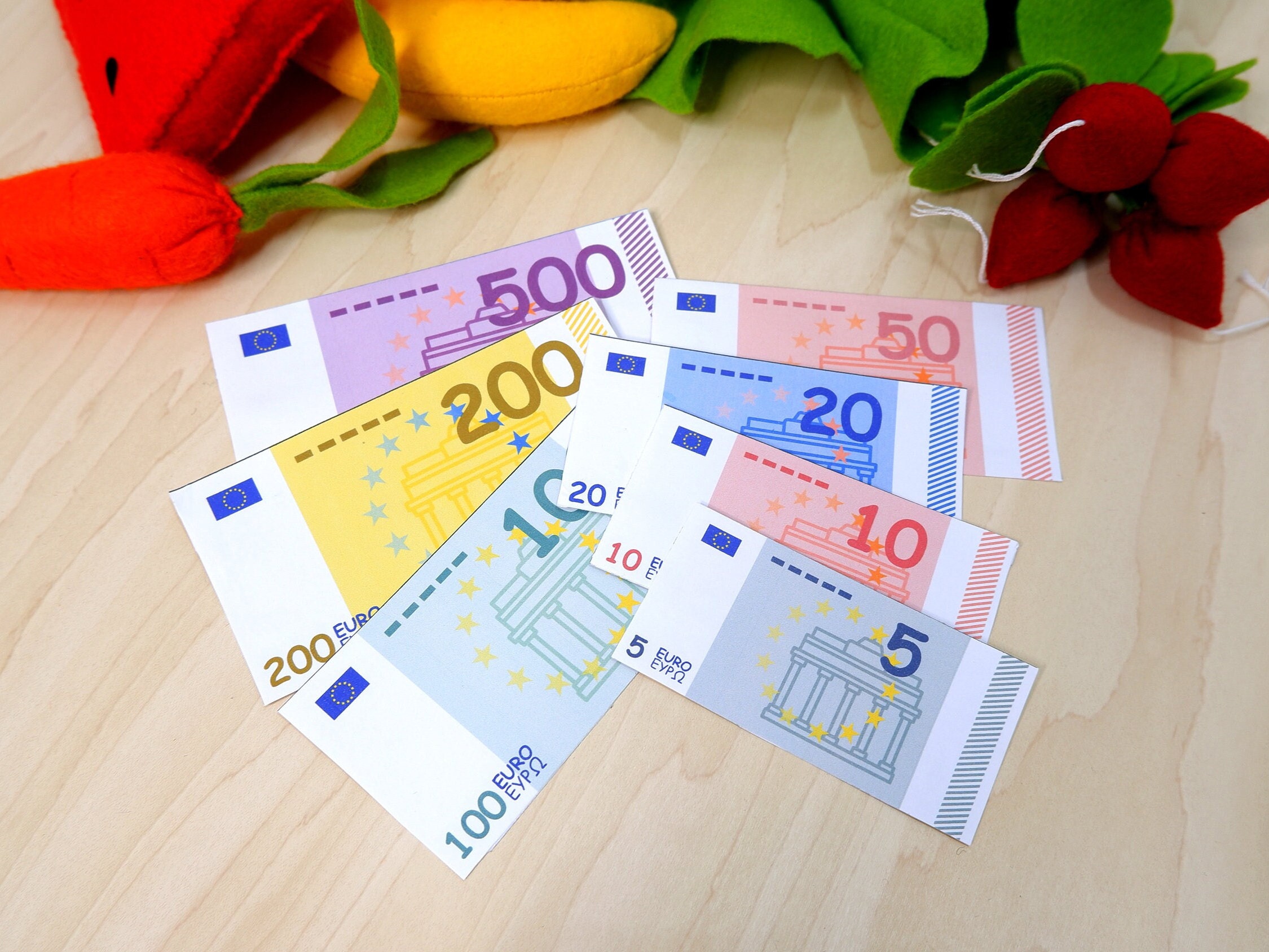Printable Play Money euro Bills Children, Digital Instant Download ...