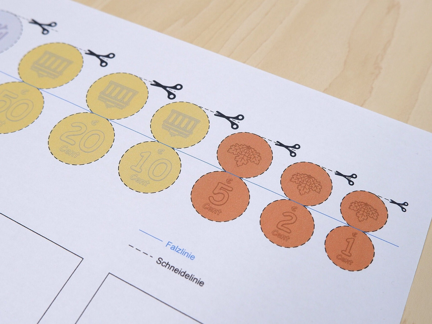 Printable Play Money euro Coins Children, Digital Instant Download ...