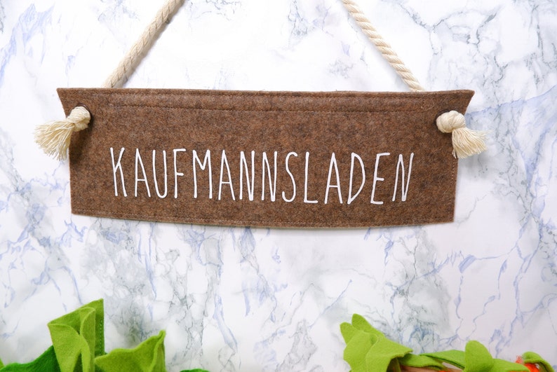 Schild für Kaufladen personalisierbar, Geschenk für Kinder, aus Filz ...