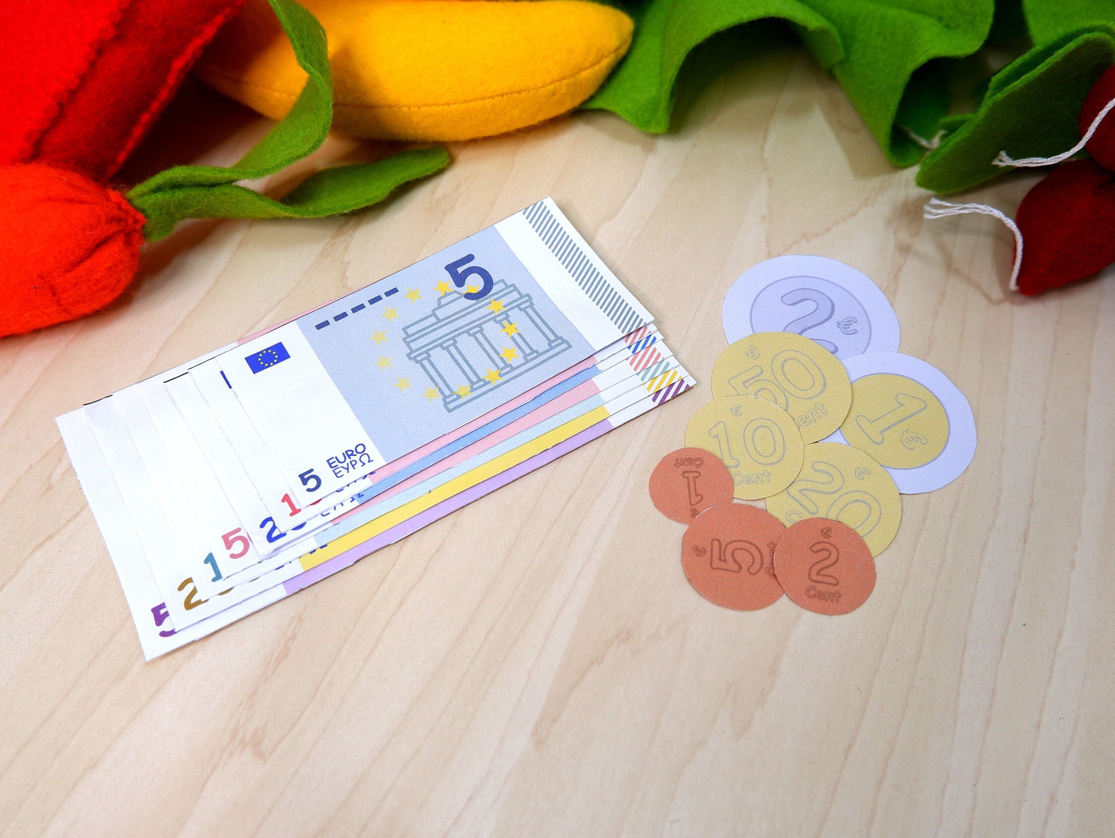 Printable Play Money euro Bills and Coins Children, Digital Instant ...