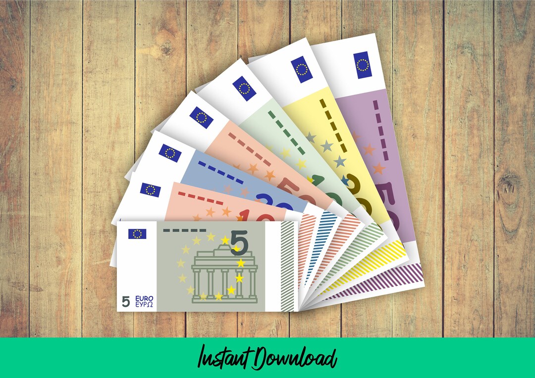 Printable Play Money euro Bills Children, Digital Instant Download ...