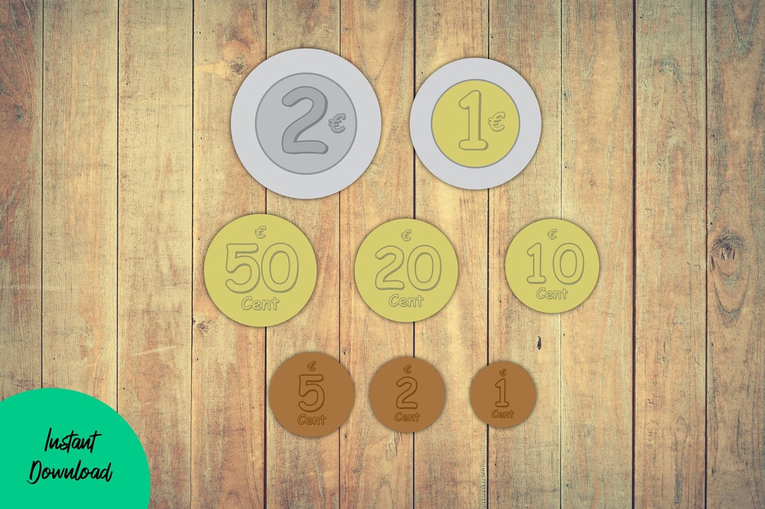 Printable Play Money euro Coins Children, Digital Instant Download ...