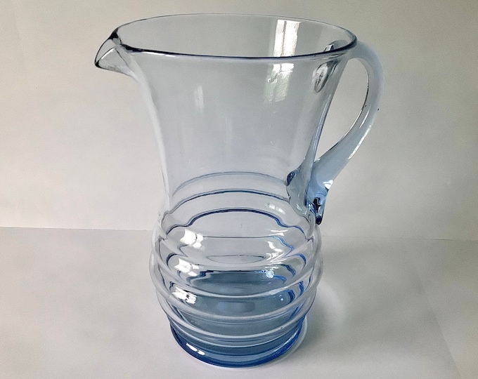 Blue Glass Water Jug, Blue Glass Juice Jug, Blue Glass Pitcher, Retro ...