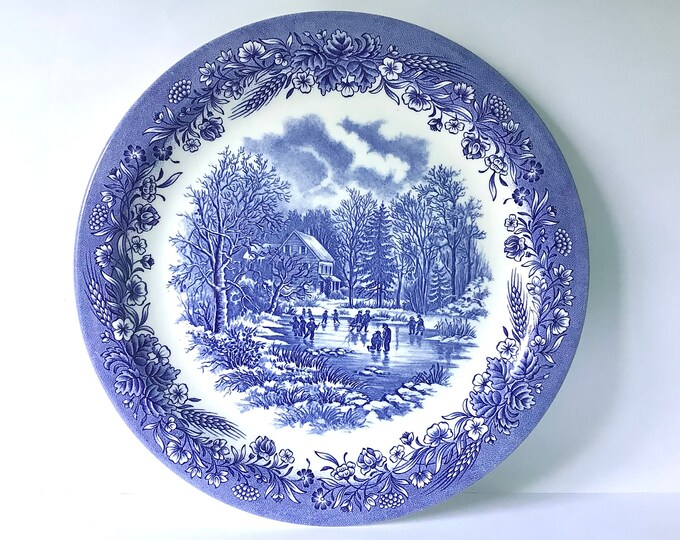 Churchill Winter Skating Scene Plate, Churchill Blue and White Plate ...