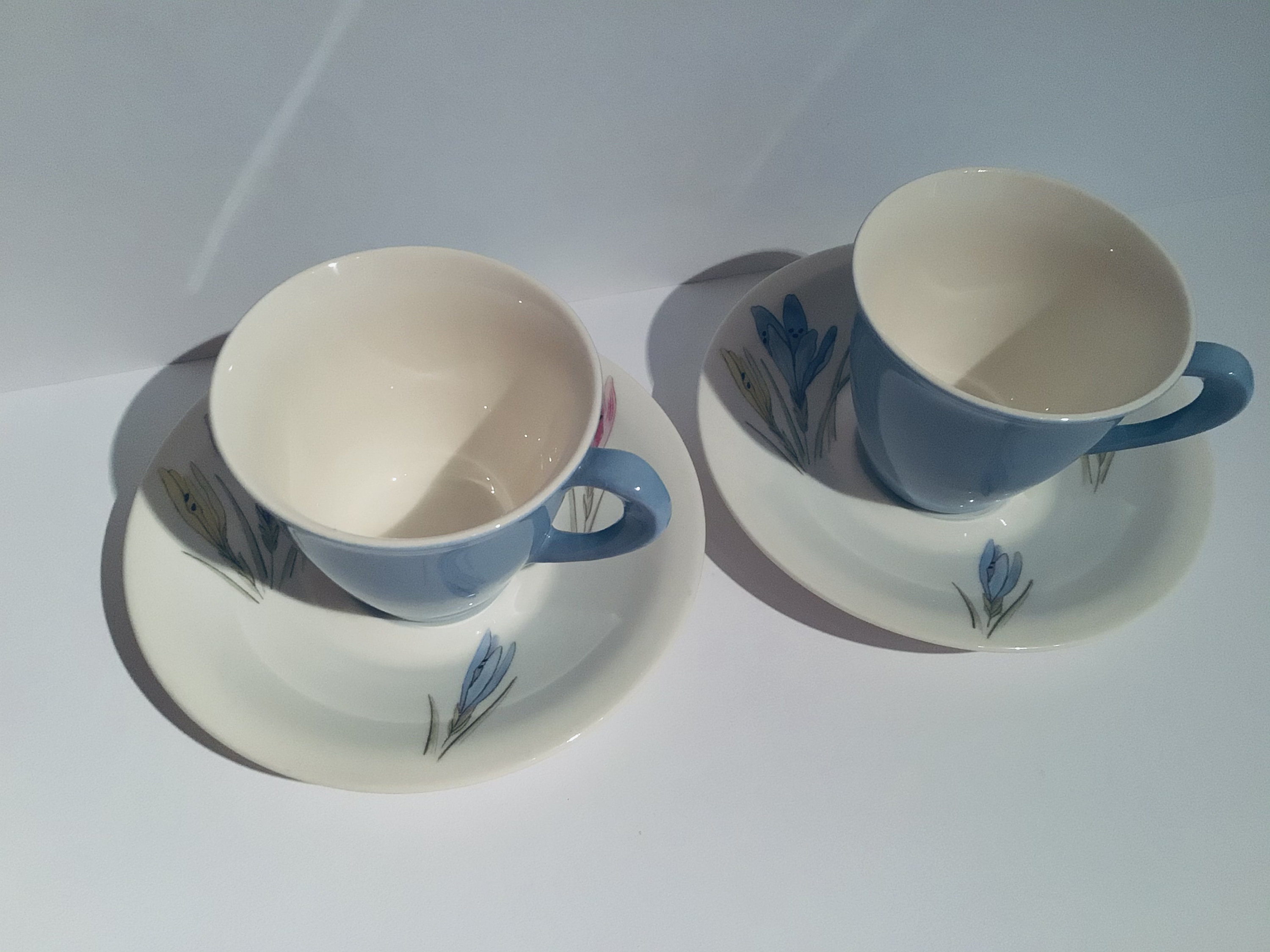 Pair of Figgjo Flint Crocus coffee cups two blue and white | Etsy