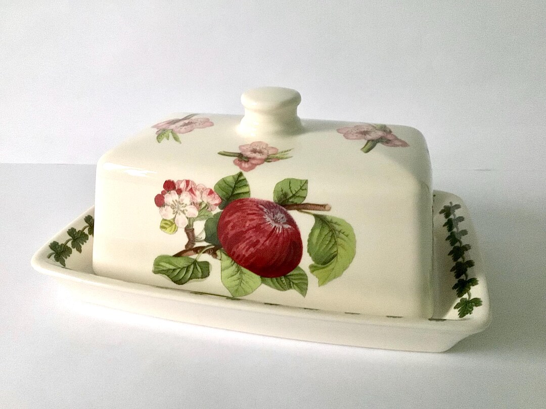Portmeirion Butter Dish, Fruits China Butter Dish, Apple Lidded Butter ...