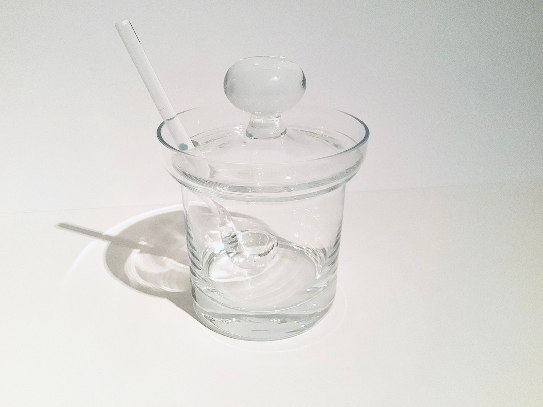 Clear Glass Jam Pot With Glass Spoon Glass Marmalade Jar - Etsy