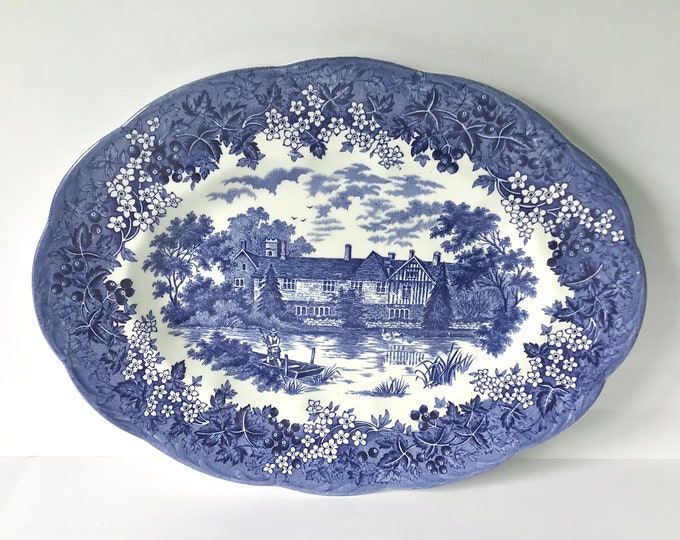 Meakin Blue and White Oval Plate, Meakin 12 Inch Ironstone Platter ...