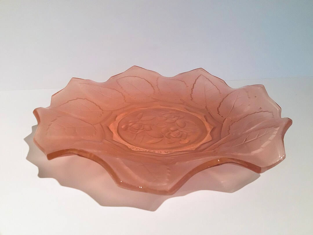 Pink Glass Cake Plate, Pink Glass Serving Plate, Pink Glass Dish, Pink ...